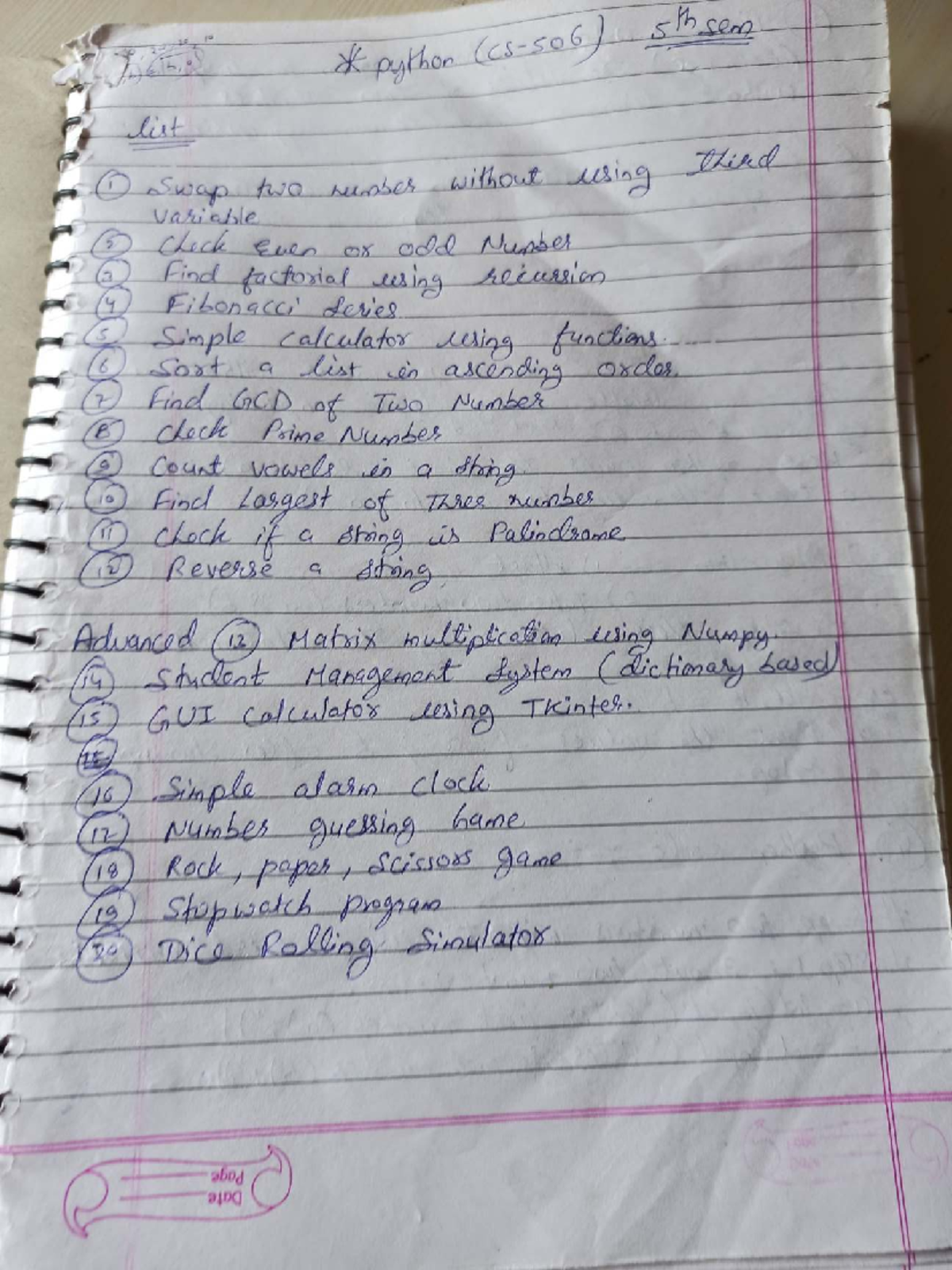 Python 5th Sem - List of Programs: Swapping, Factorial, GCD & More - Studocu