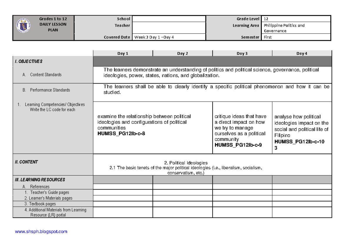 PPG Week c - Political Ideologies and Communities - Grades 1 to 12 ...