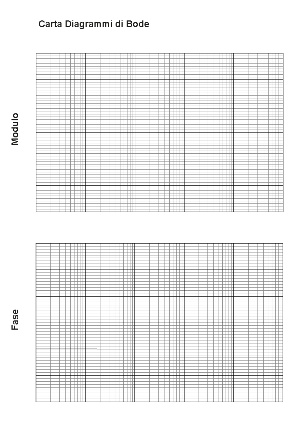 Carta semilogaritmica - Controlli Automatici - Carta Diagrammi di Bode ...