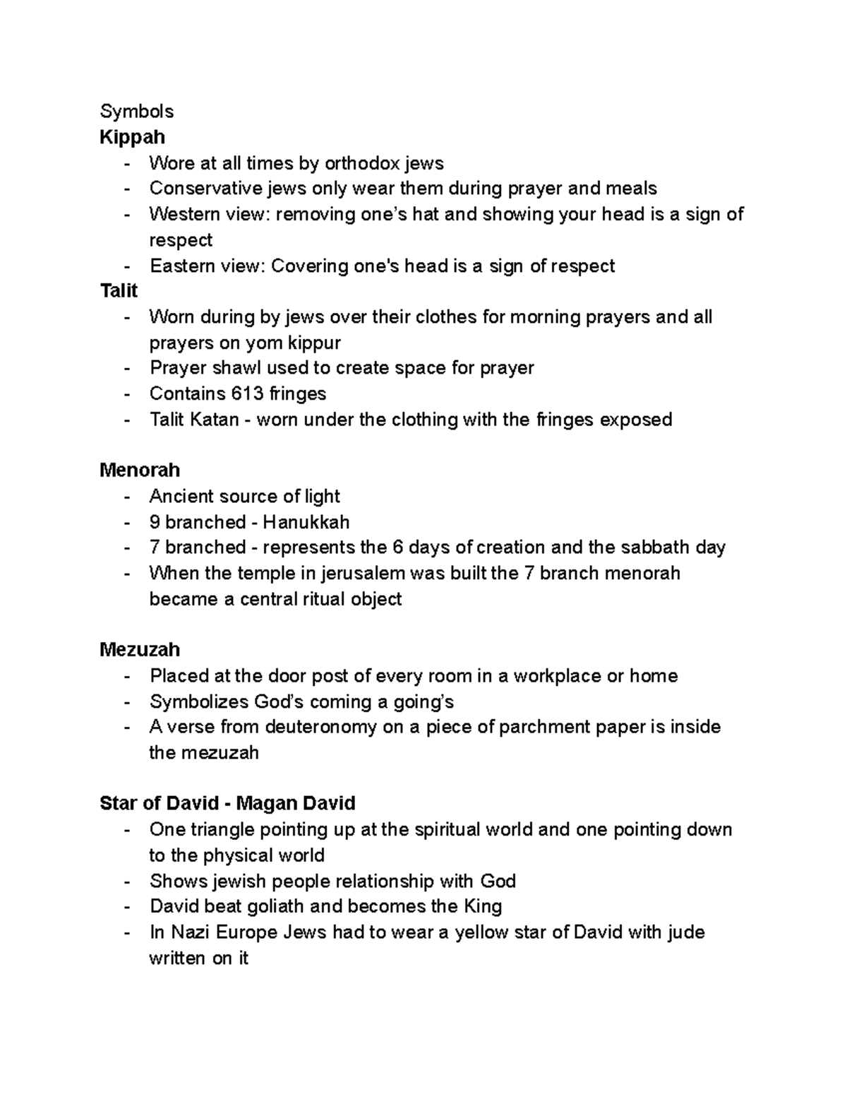 Jewish Symbols and Practices: A Study Guide (Course Code: JWS101) - Studocu