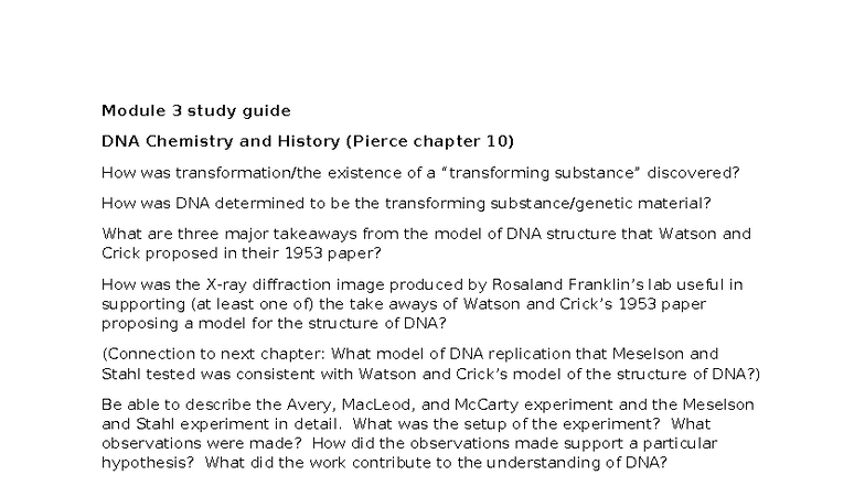DNA Structure and Replication Study Guide (Biology 101) - Studocu