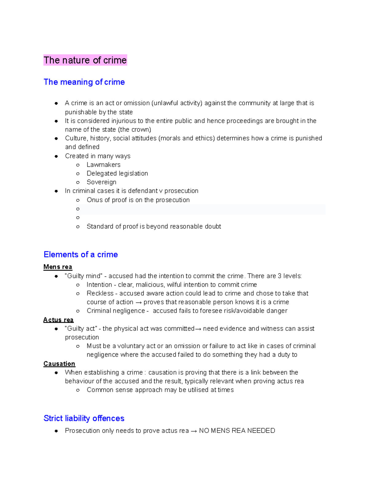 CRIM101: Understanding the Nature and Elements of Crime - Key Points ...