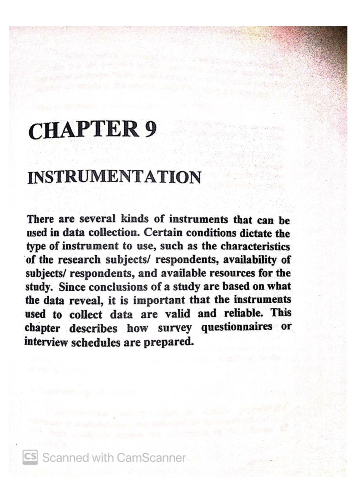 CHAPTER 9: INSTRUMENTATION AND DATA COLLECTION METHODS - Studocu
