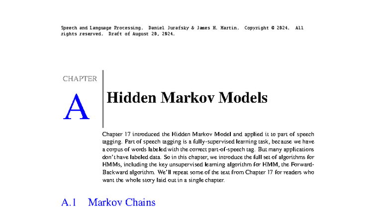 HMMs in Speech and Language Processing - Course Code: HMM 101 - Studocu