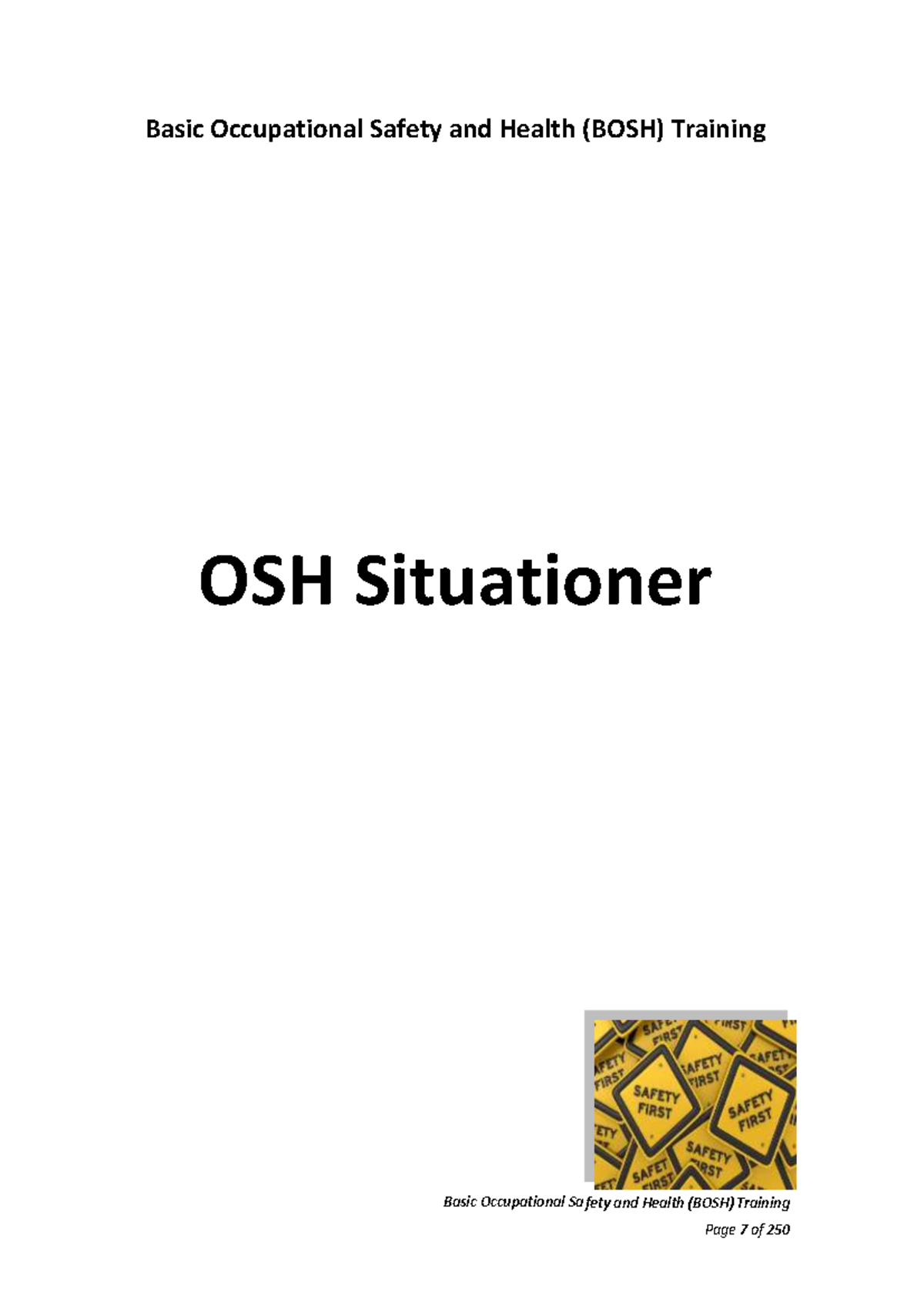 BOSH Training Module 2: Global and Local OSH Situation Overview - Studocu