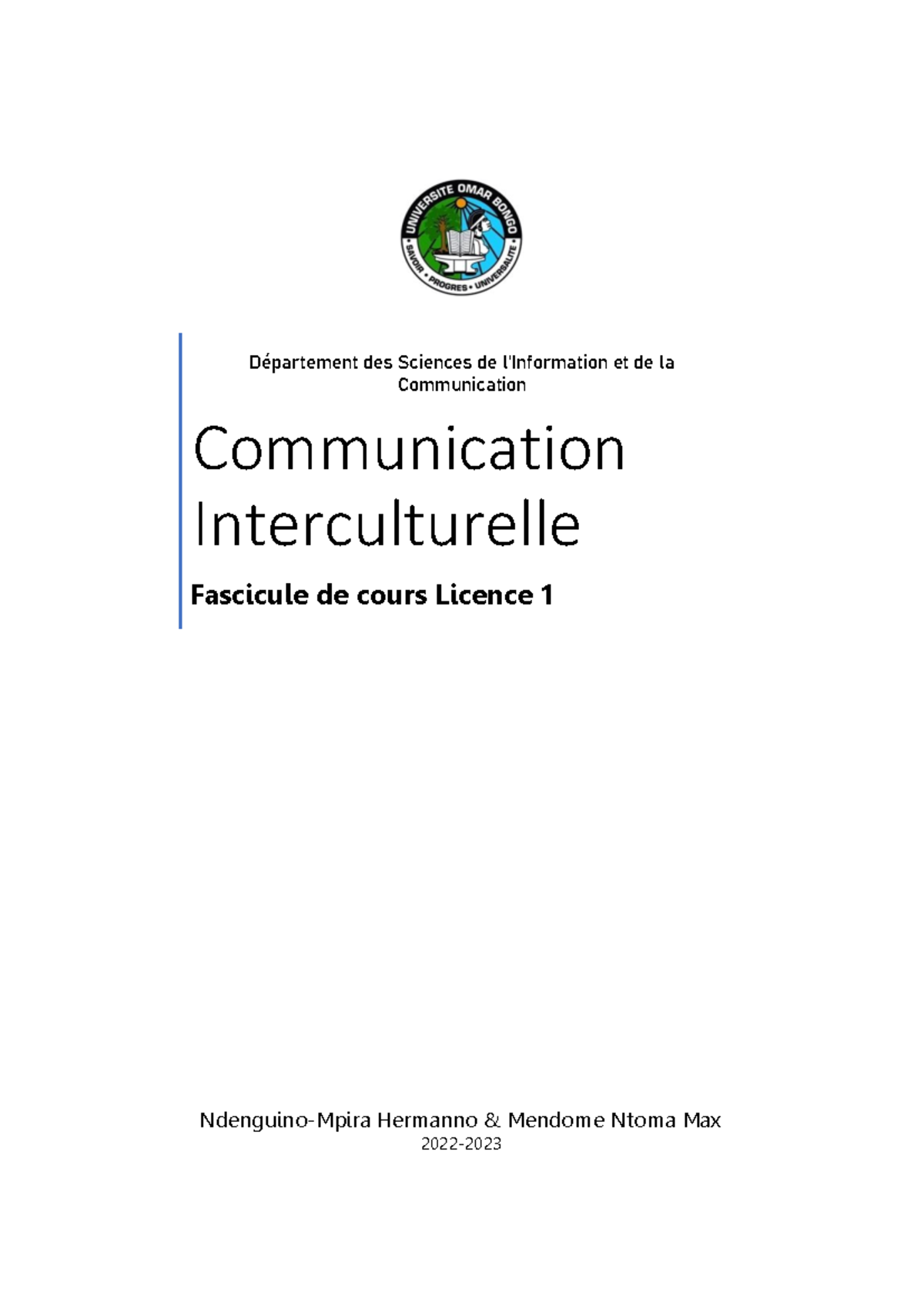 Communication Interculturelle - Fascicule 2022-2023 (Licence 1) - Studocu