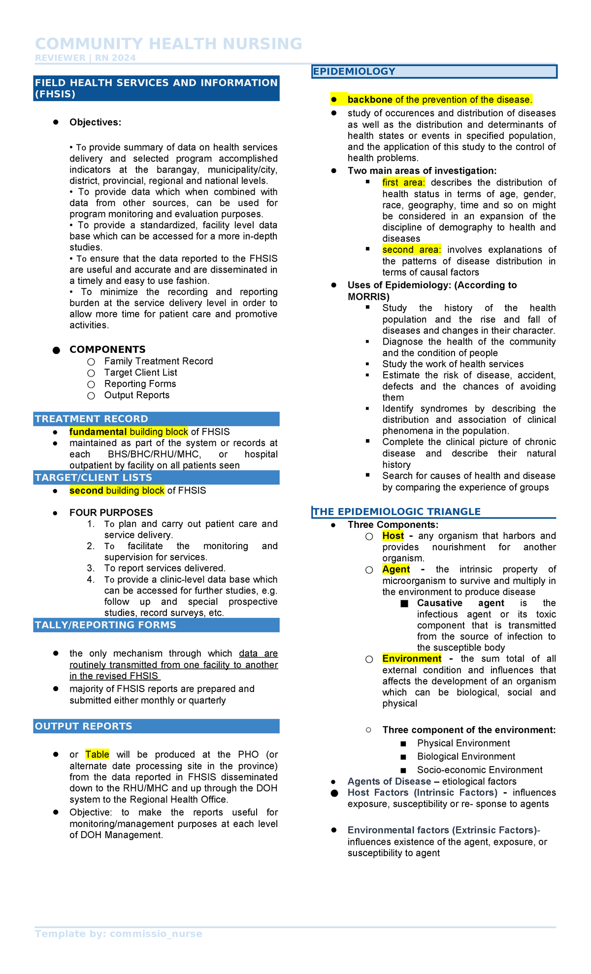 FHSIS Overview and Epidemiology Review - RN 2024 - Studocu