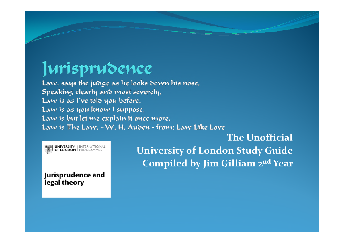 Pdfcoffee - Jurisprudence book for you - LLB LAW (Honors - The Unofficial University of London ...