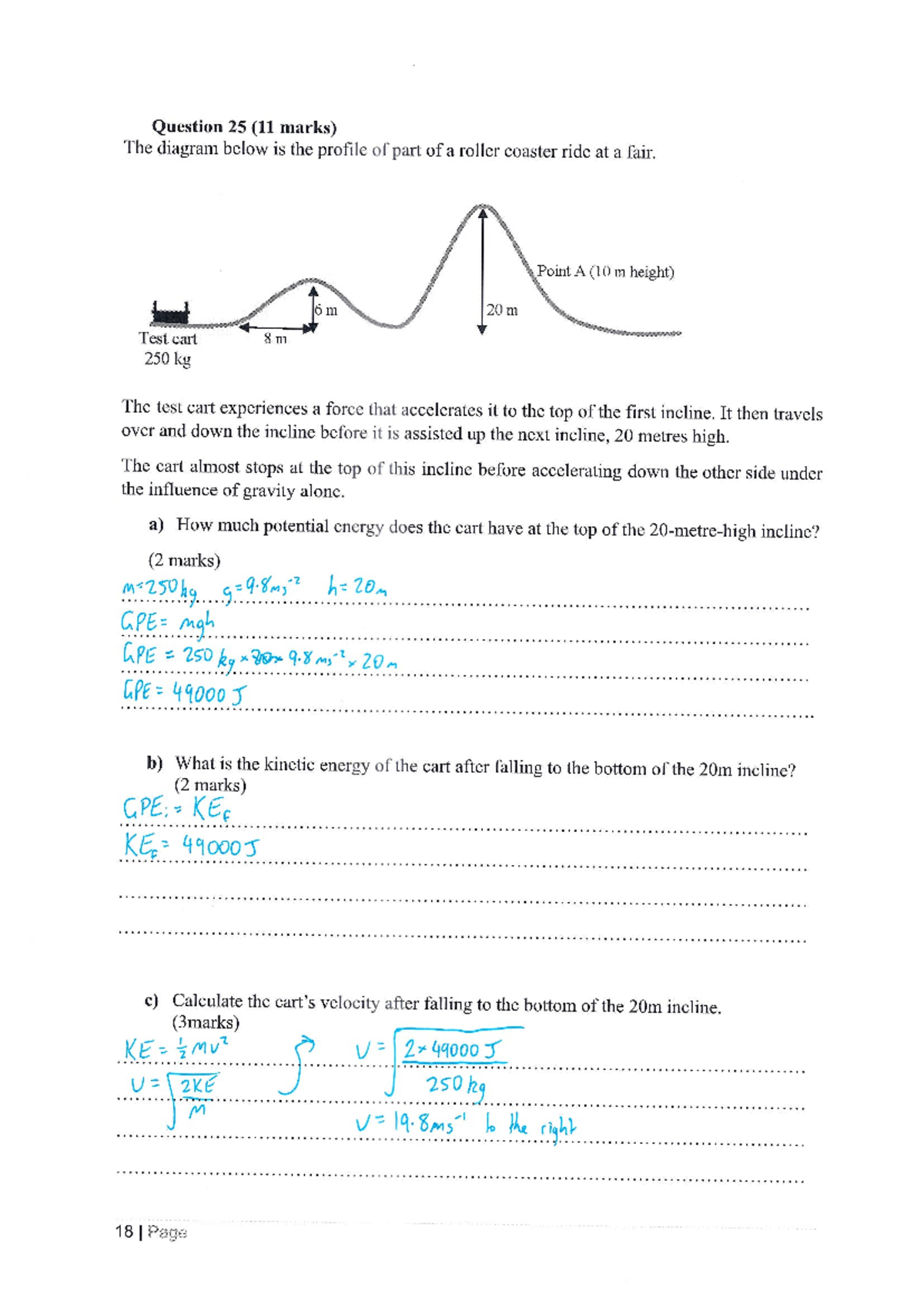 Physics 2024: Roller Coaster Energy & Motion Questions (Q25 & Q26 ...