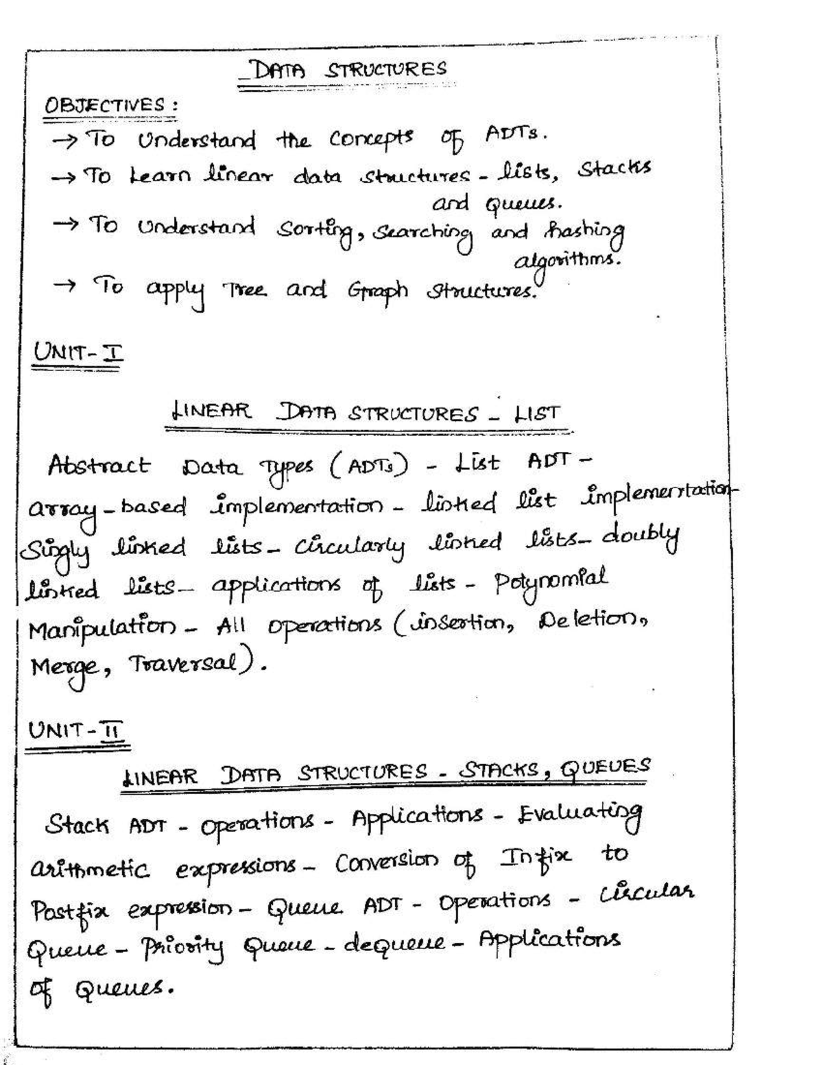 CS3301 Data Structures Lecture Notes: ADTs, Lists, Stacks, Trees, and ...