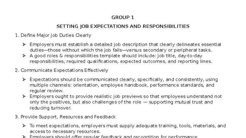 GROUP 1-3: Setting Job Expectations, Employee Discipline & OSH - Studocu