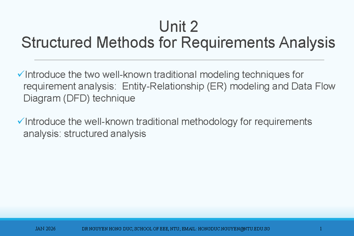 Unit 2 - Structured Methods for Requirements Analysis (ER & DFD ...