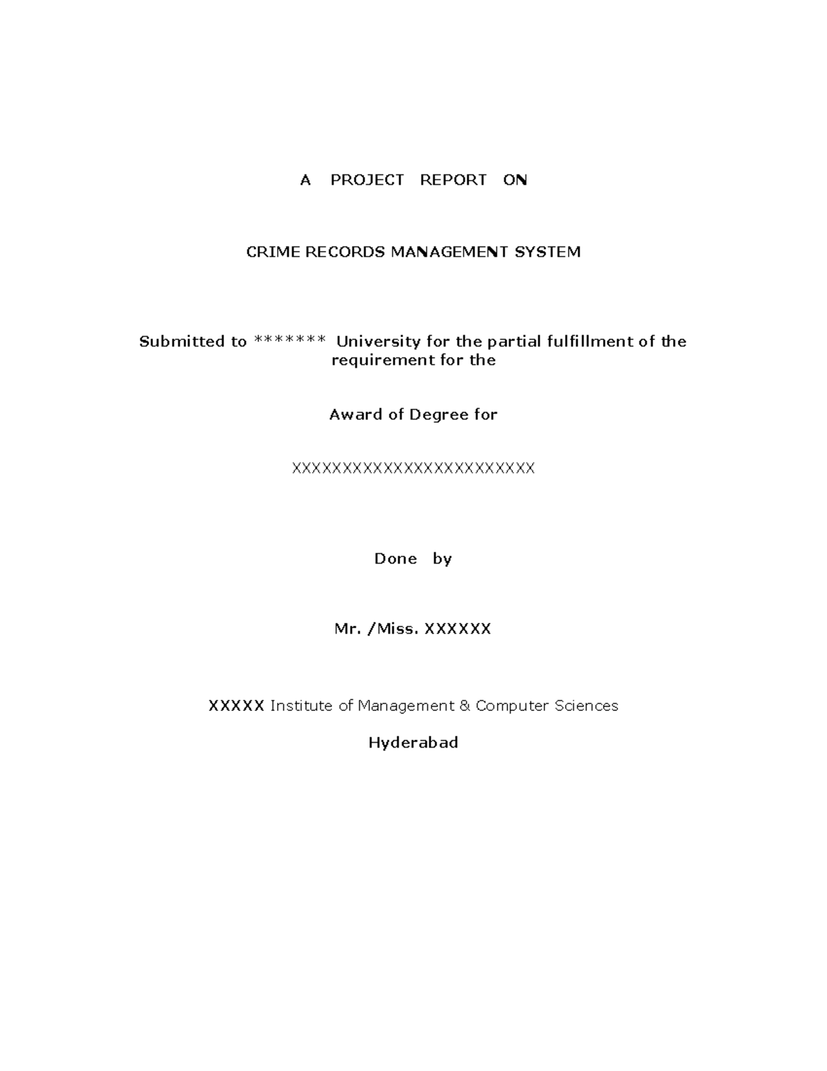 Crime Records Management system ASP.NET GOOD - A PROJECT REPORT ON ...