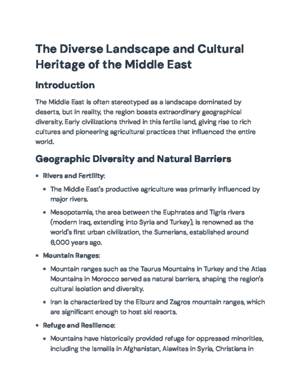 The Diverse Geography and Cultural Heritage of the Middle East - The ...