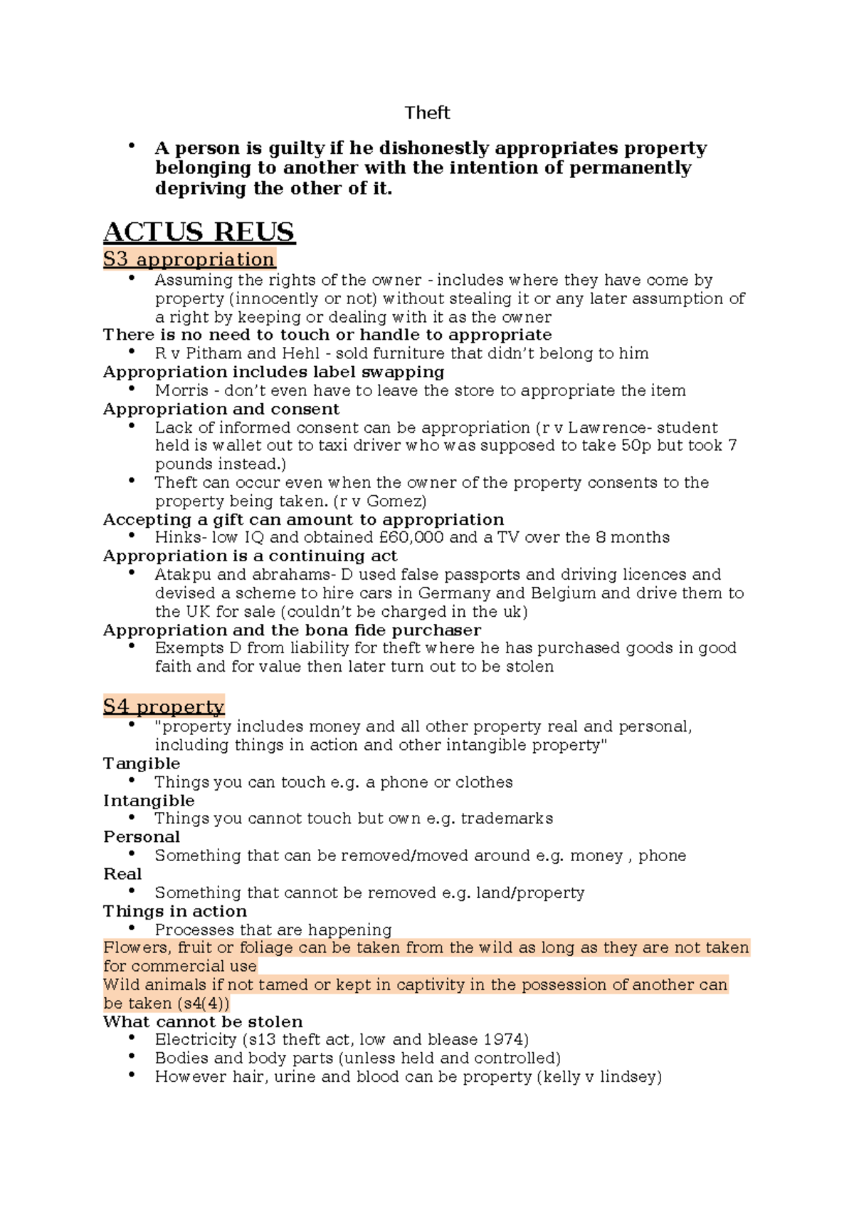 OCR Law Notes: Theft – A Comprehensive Overview of Key Principles - Studocu