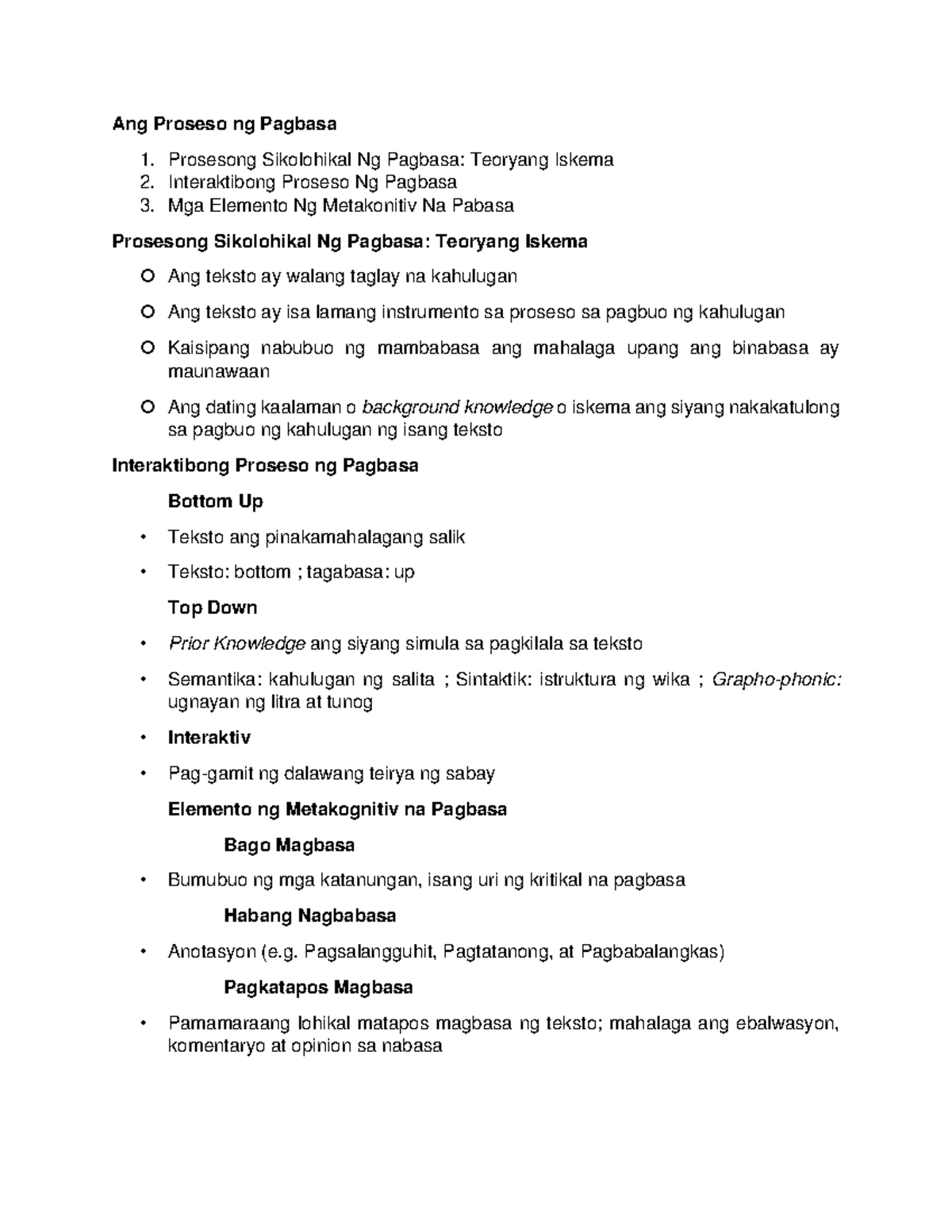Ang Proseso ng Pagbasa 12005 3 - Ang Proseso ng Pagbasa Prosesong ...