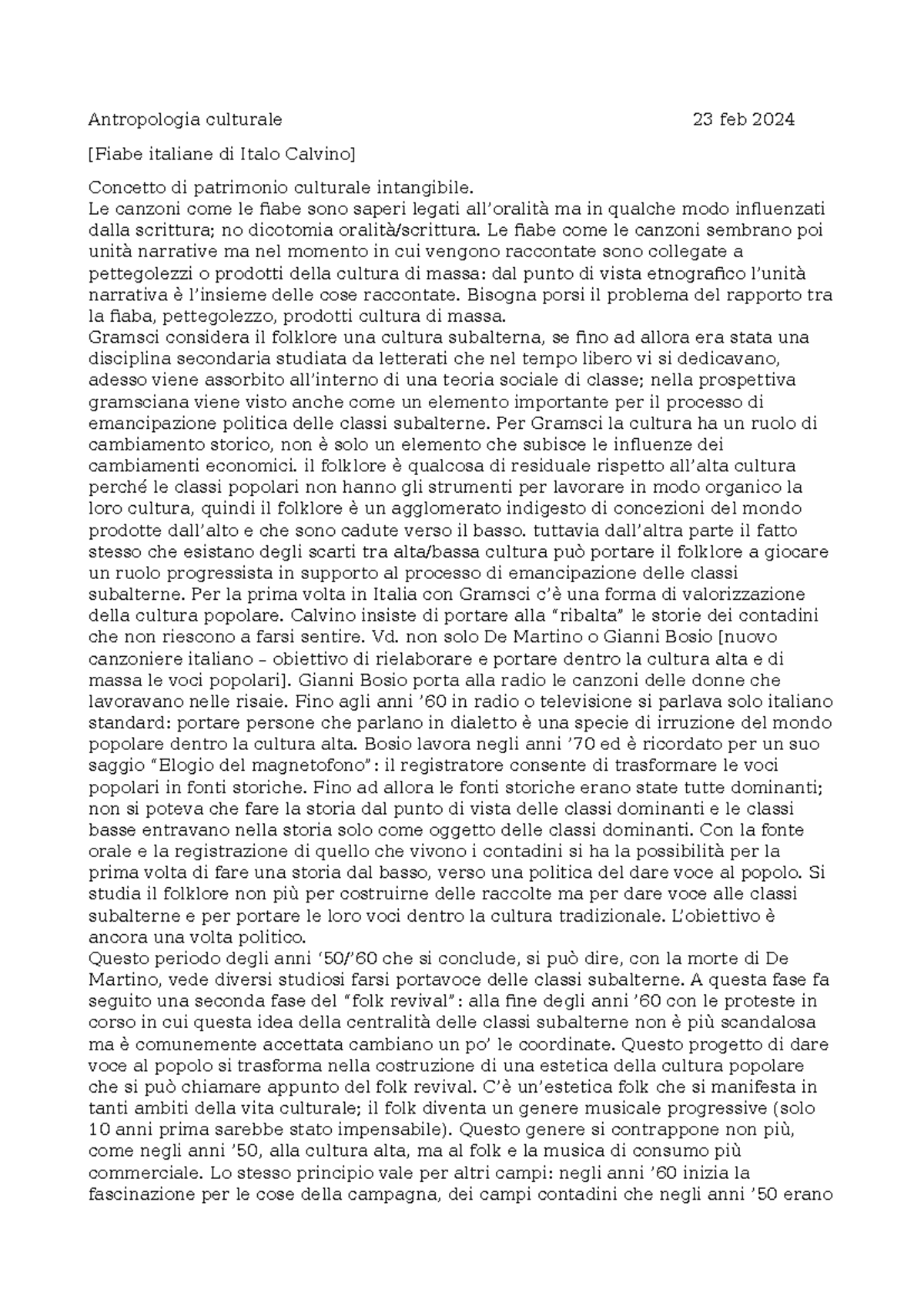 Antropologia Culturale: Patrimonio Intangibile e Folklore (23 Feb 2024 ...