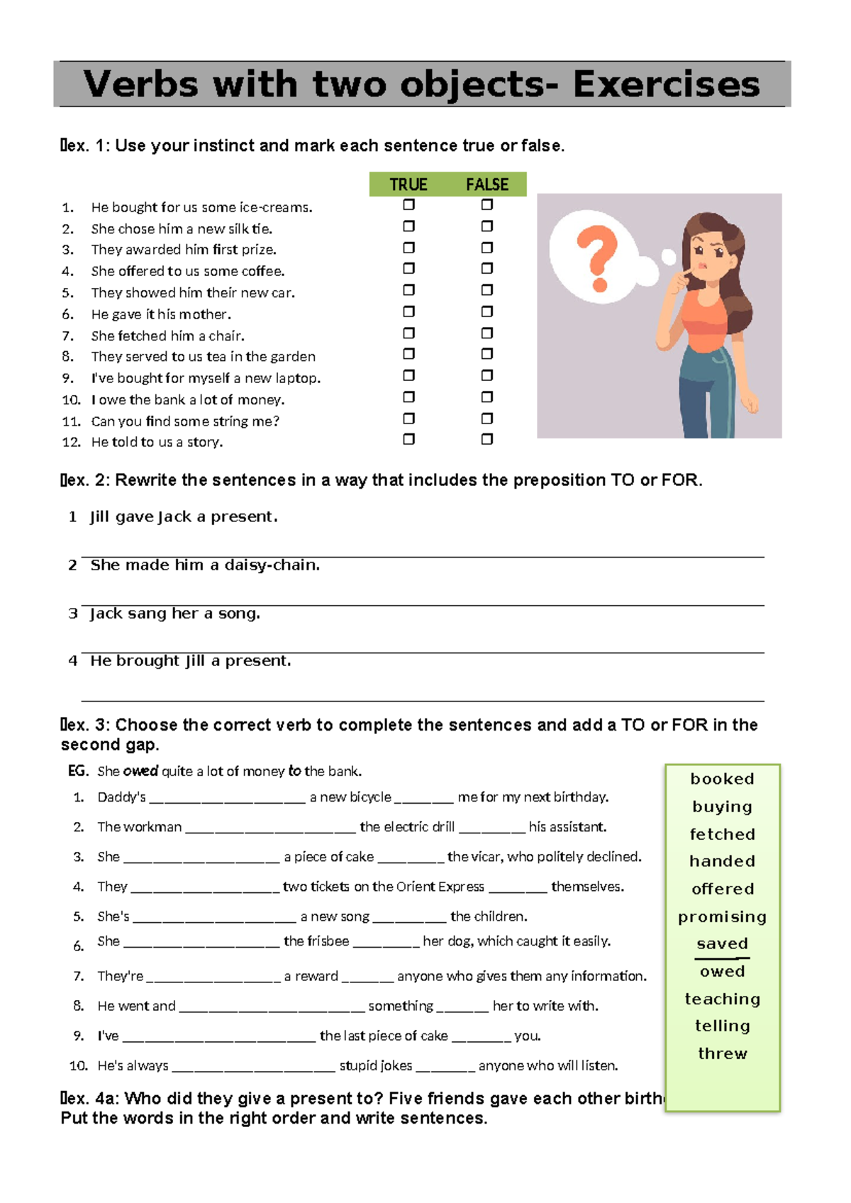 Direct & Indirect Objects Practice Worksheet for ESL Learners - Studocu