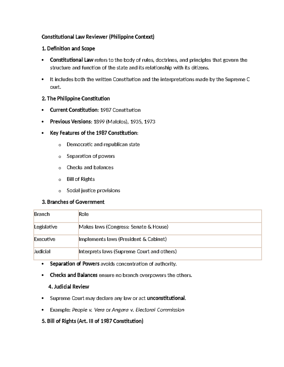 Constitutional Law Reviewer (BONGLO) - Philippine Context Overview ...