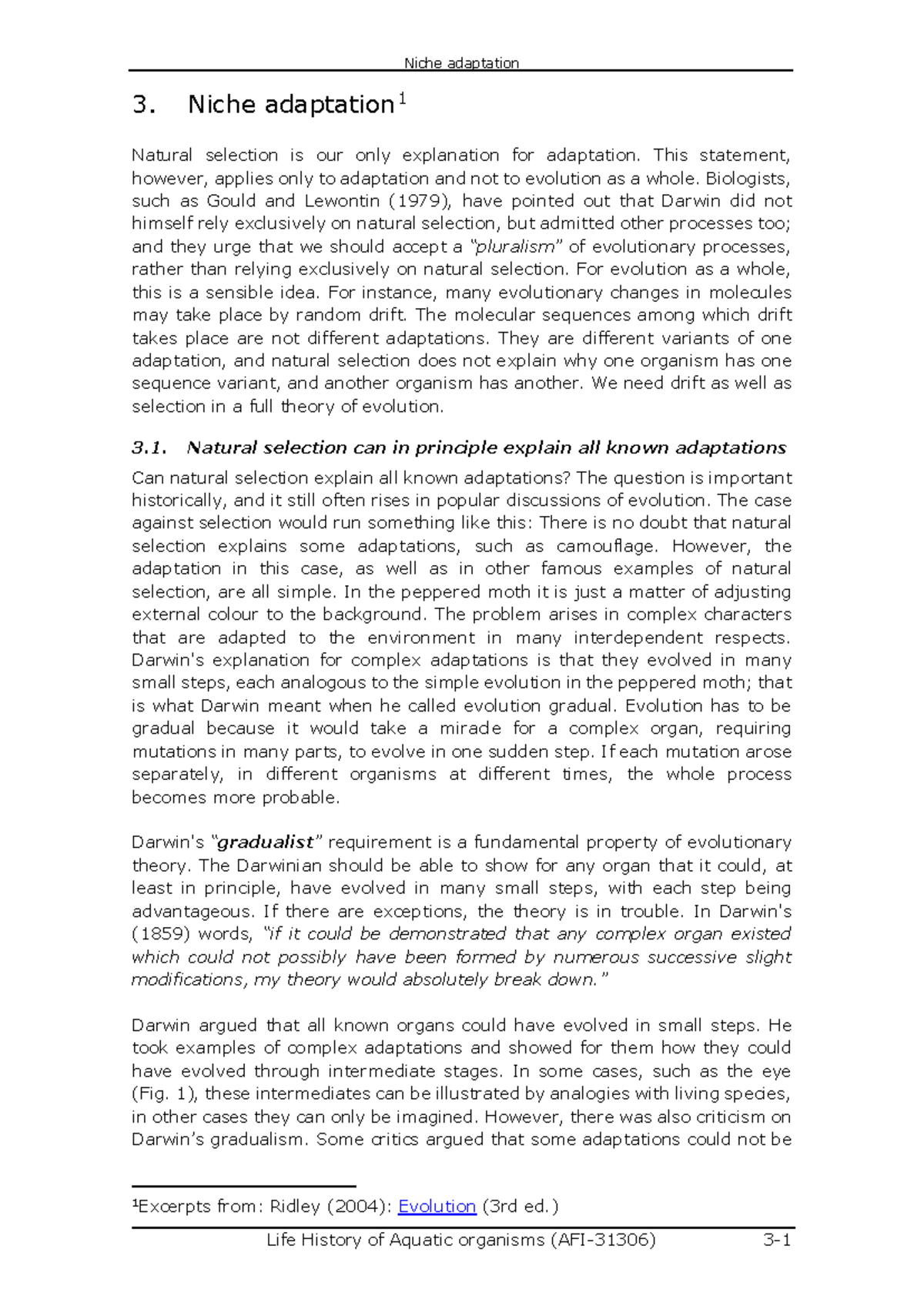 Chapter 3: Niche Adaptation - Insights from Natural Selection (2021-2 ...