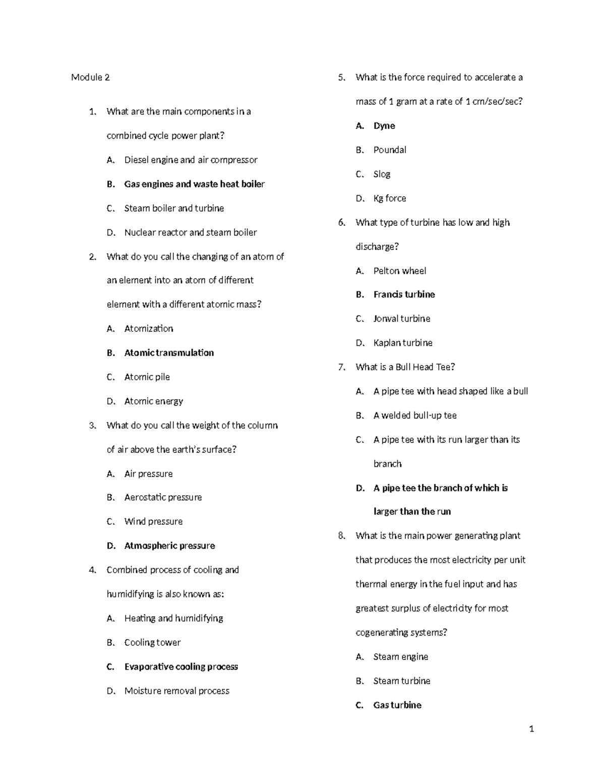 PIPE - Module 2 - Elements in PIPE - Module 2 1. What are the main ...