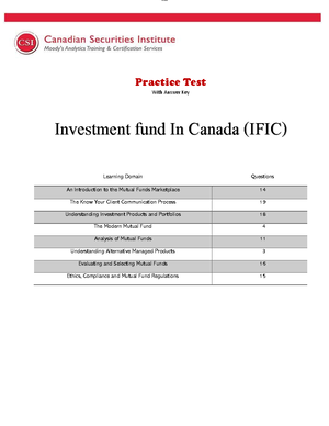 [Solved] Ific exam questions - Investment fund In Canada (IFIC) (IFIC ...