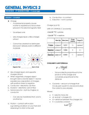 PHYSICS 2 FINALS REVIEWER: MAGNETISM & ELECTROMAGNETIC INDUCTION - Studocu