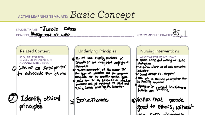 ACTIVE LEARNING TEMPLATE: Basic Concept Review for Nursing - Studocu