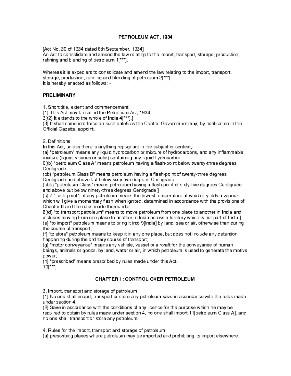 Petroleum Act, 1934: Consolidation and Amendments Overview - Studocu