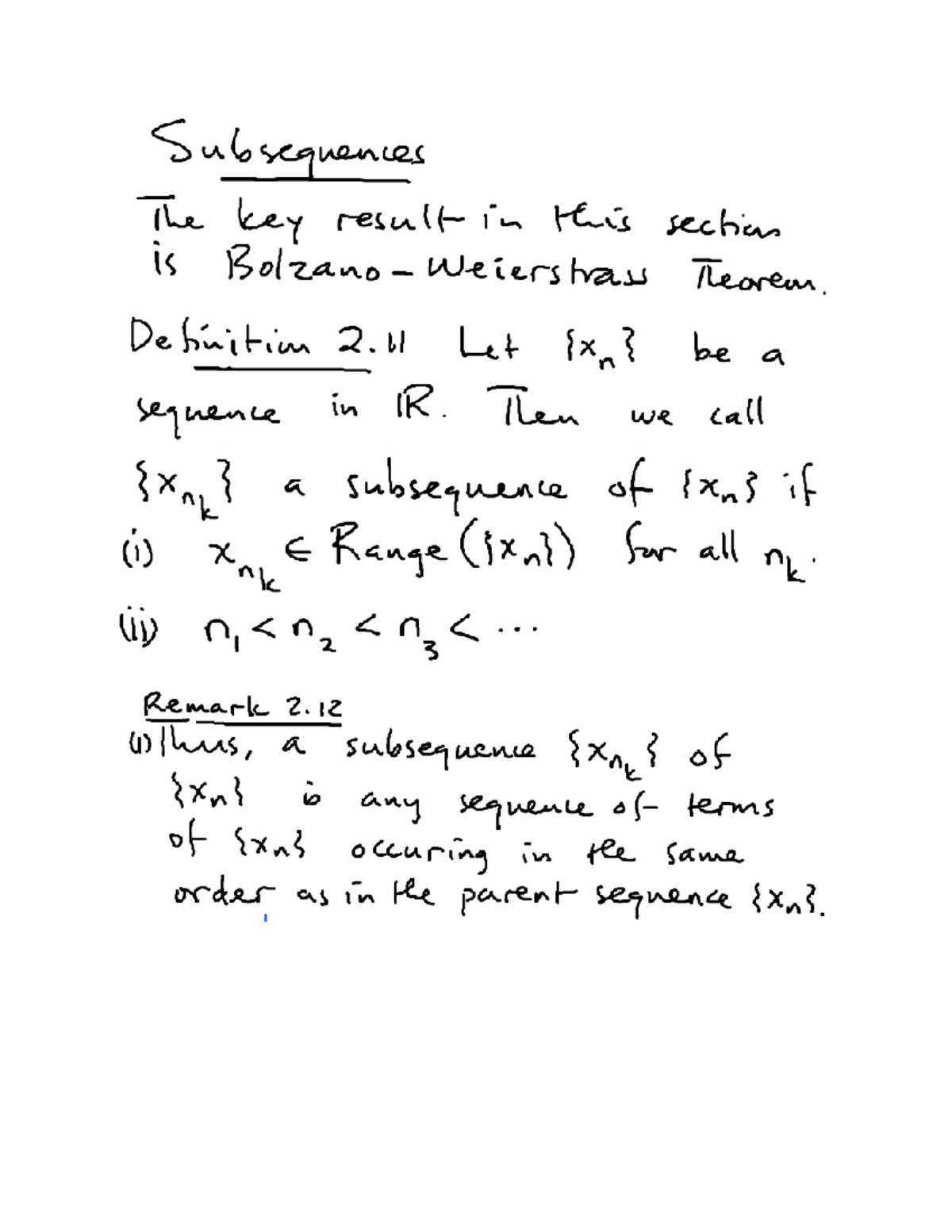 Lesson 9 - Fully - Subsequences The key result in this section is ...