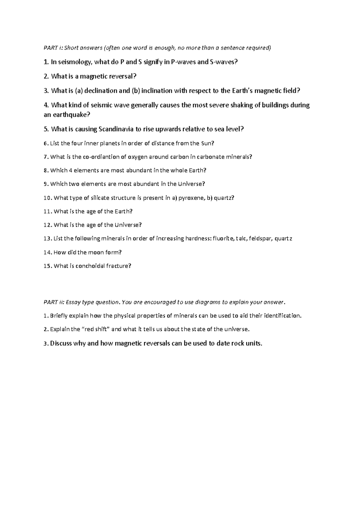 Geology 101: Midterm Exam Questions and Answers - Studocu