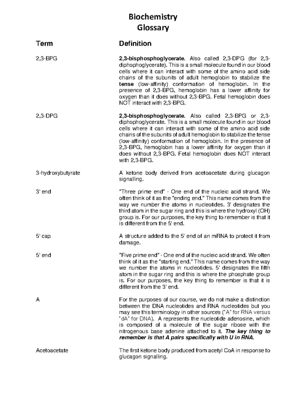 Biochemistry Glossary - This is a small molecule found in our blood ...