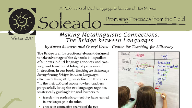 DLeNM 2017: Promising Practices for Metalinguistic Connections in Dual ...