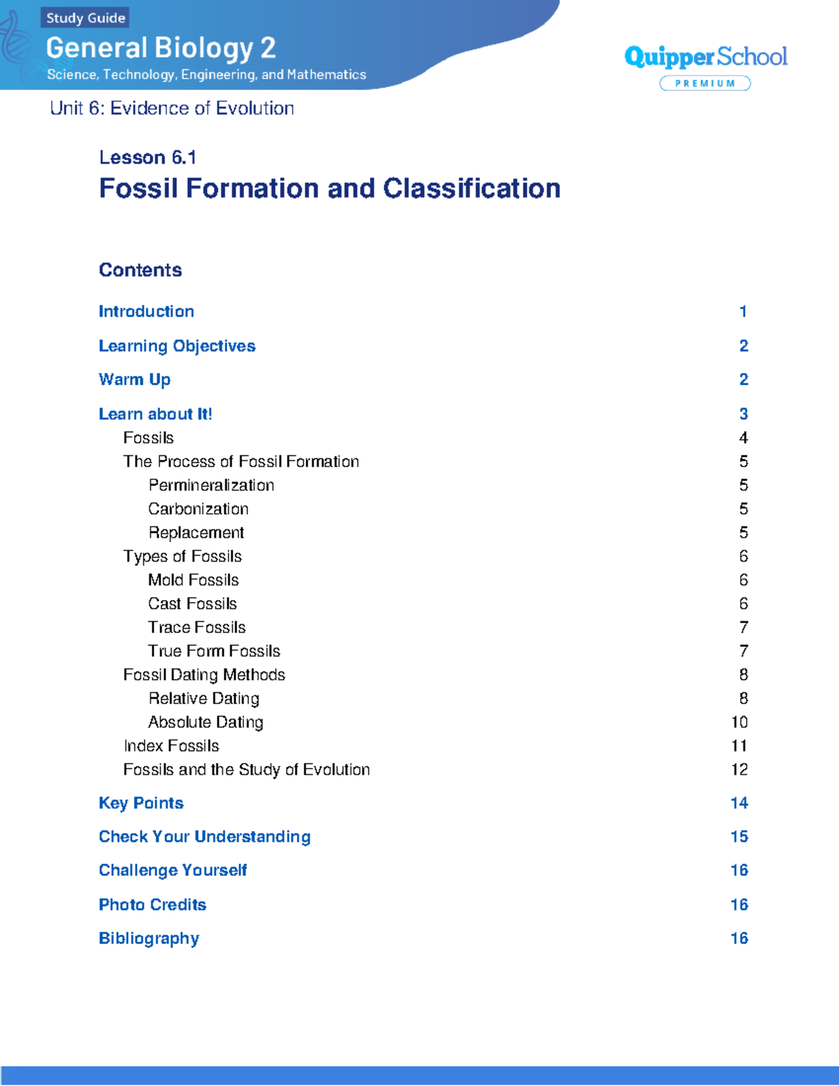 Unit 6: Evidence of Evolution - Lesson 6.1 Fossil Formation ...