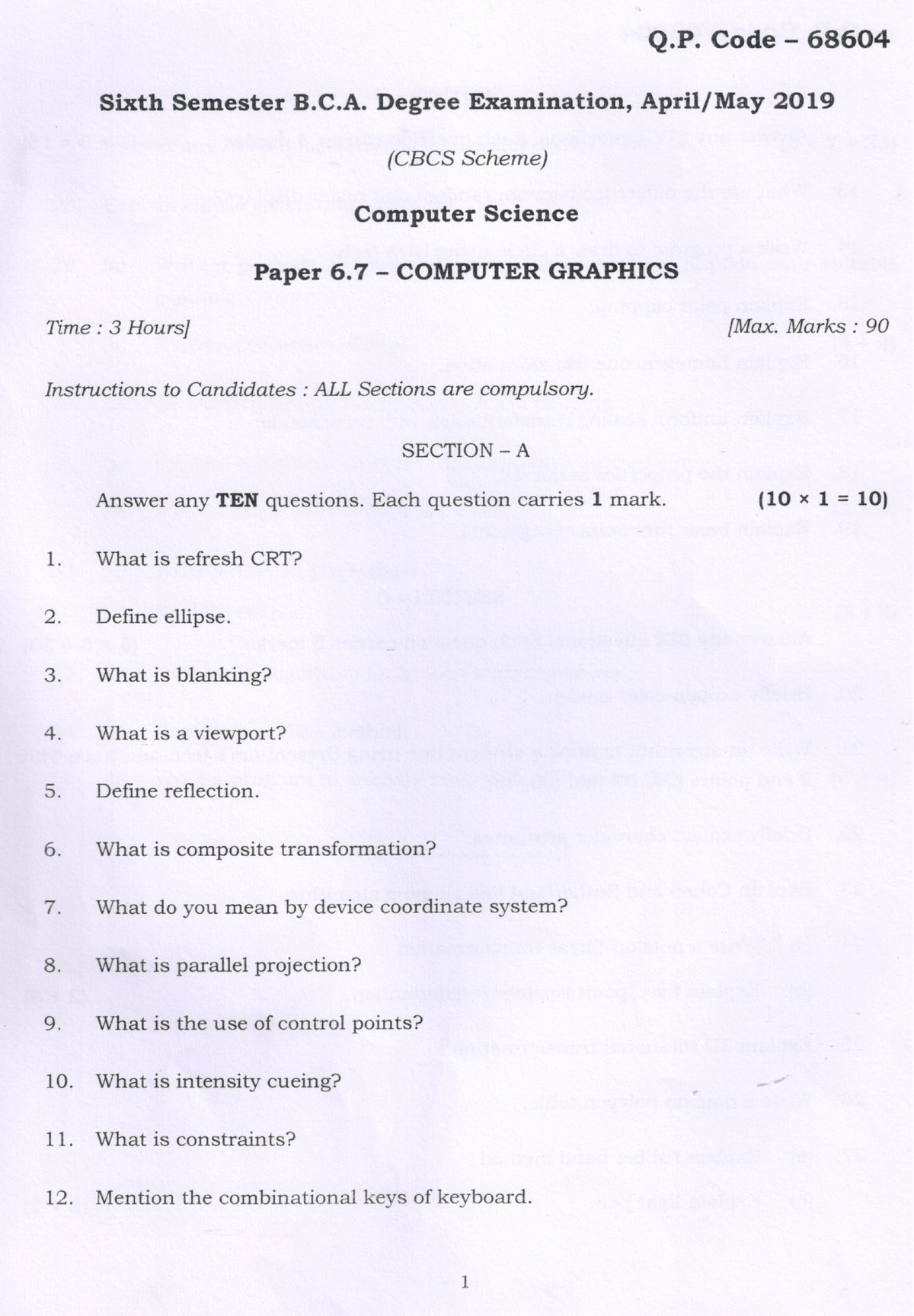 Computer Graphics Lecture Notes - 68604-BCA-6 Sem, May 2019 - Studocu