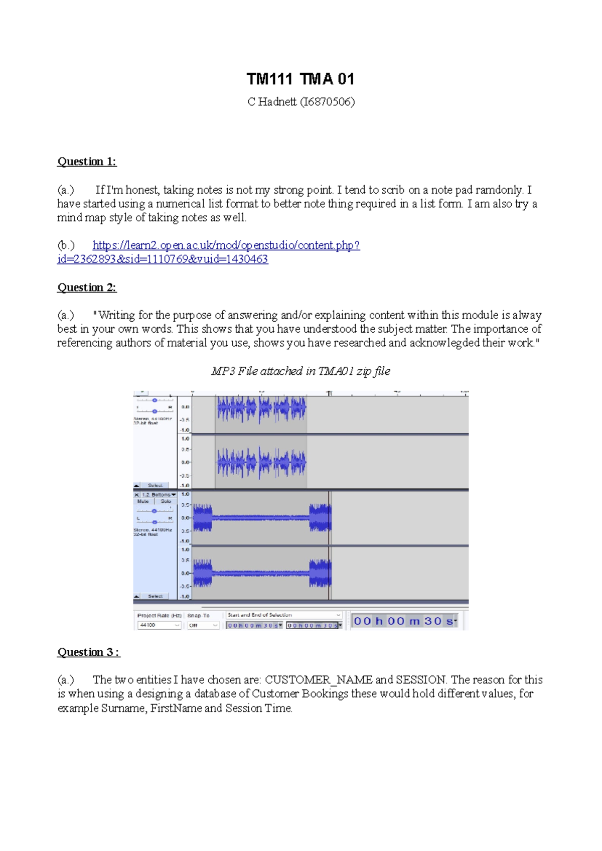 TMA01 tm111 gsdfgsdfg - TM111 TMA 01 C Hadnett (I6870506) Question 1 ...
