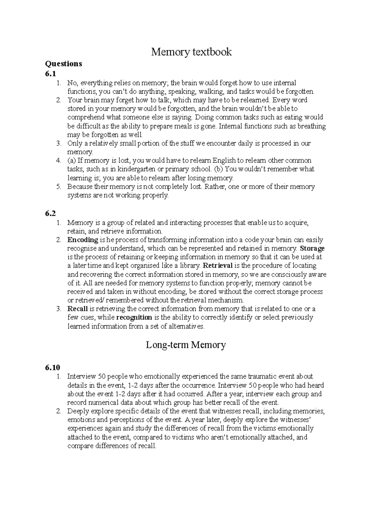 Memory Textbook: Understanding Memory Processes and Recall Mechanisms ...
