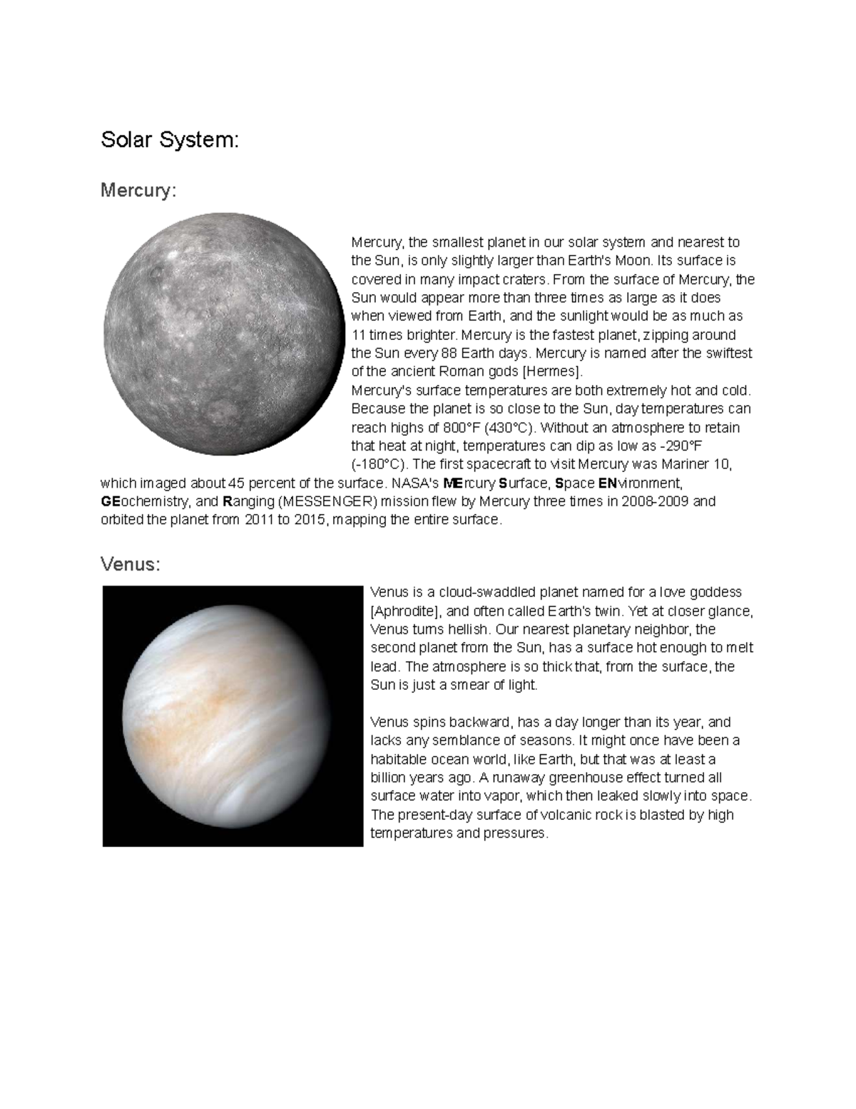 Space Notes: Exploring the Solar System (GR9) - Studocu