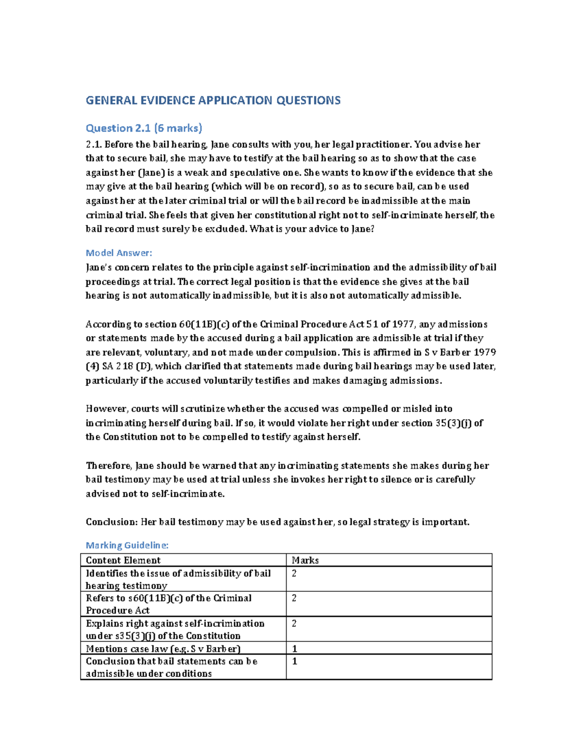 BWR310 Evidence: Admissibility of Bail Hearing Testimony Explained ...