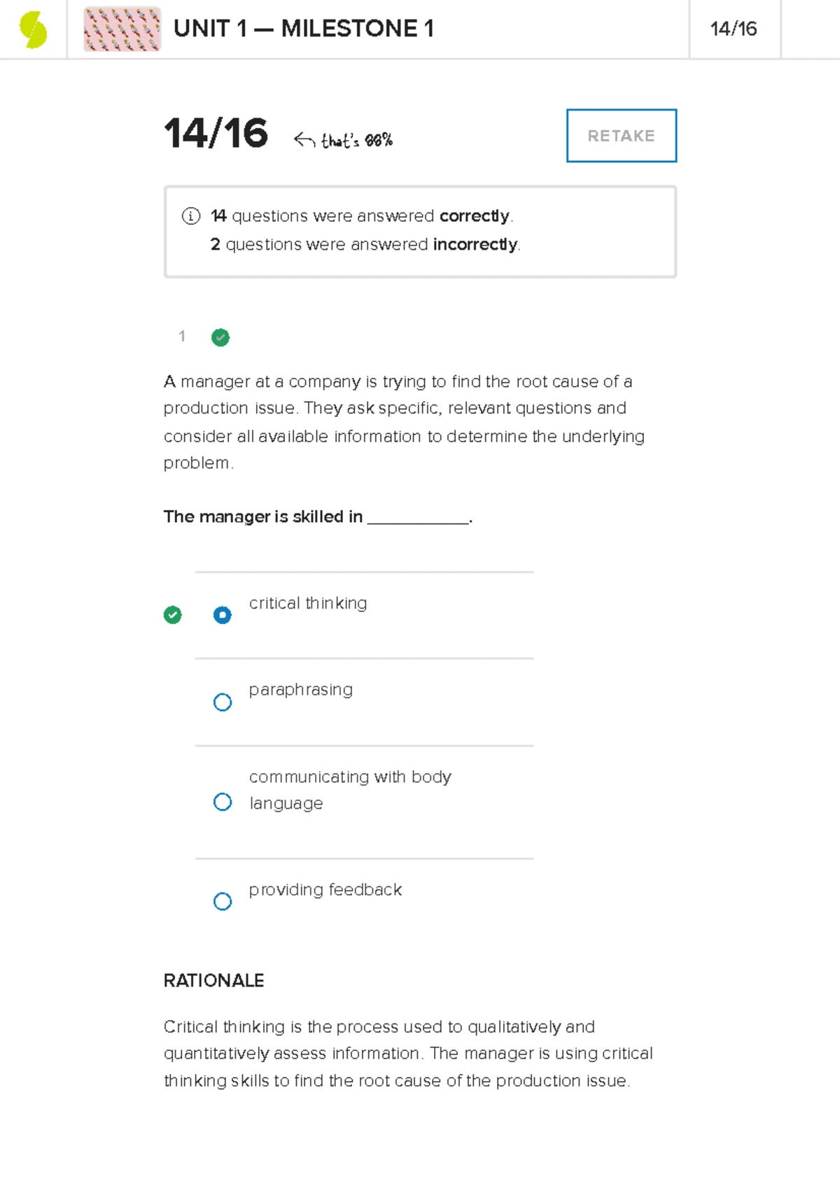 Milestone 02 test - 1 CONCEPT → Adapting to Your Audience 7 / 10 that's ...