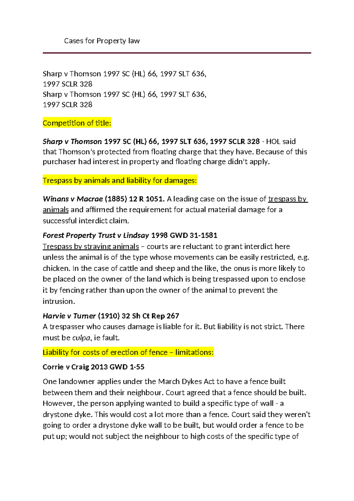Property Law Case Studies: Key Insights & Legal Precedents - Studocu
