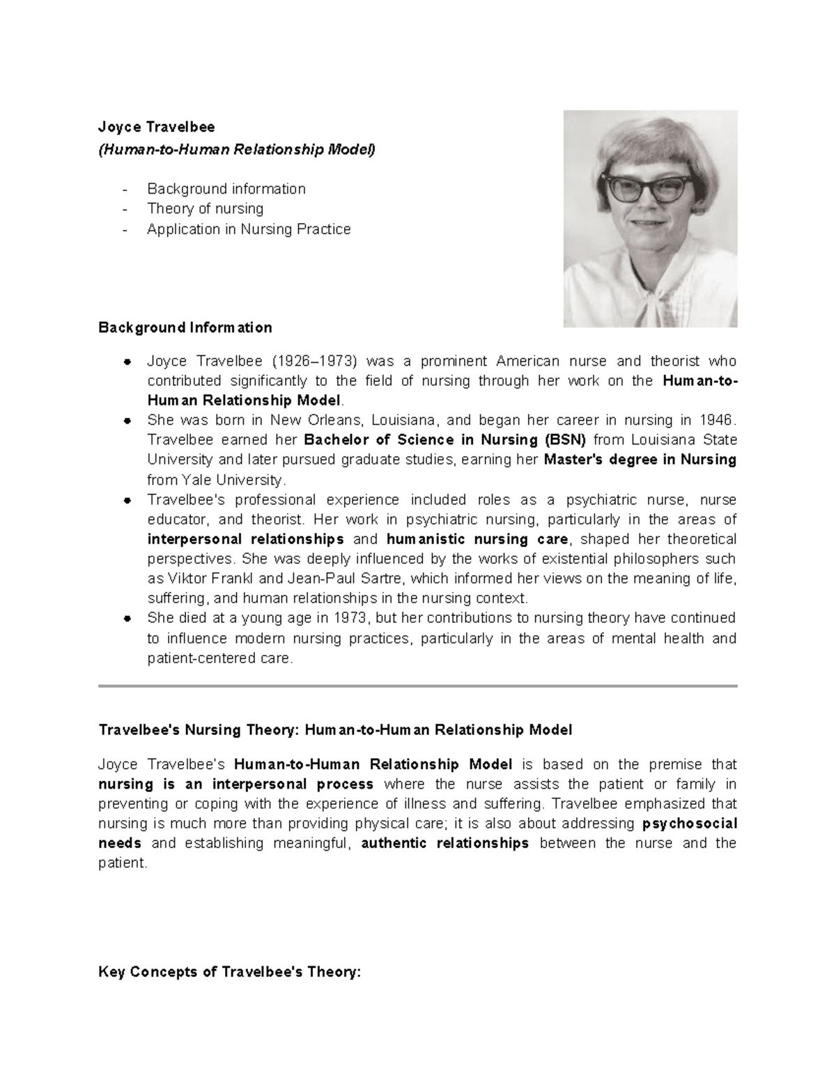 Joyce Travelbee's Human-to-Human Relationship Model in Nursing - TNF ...