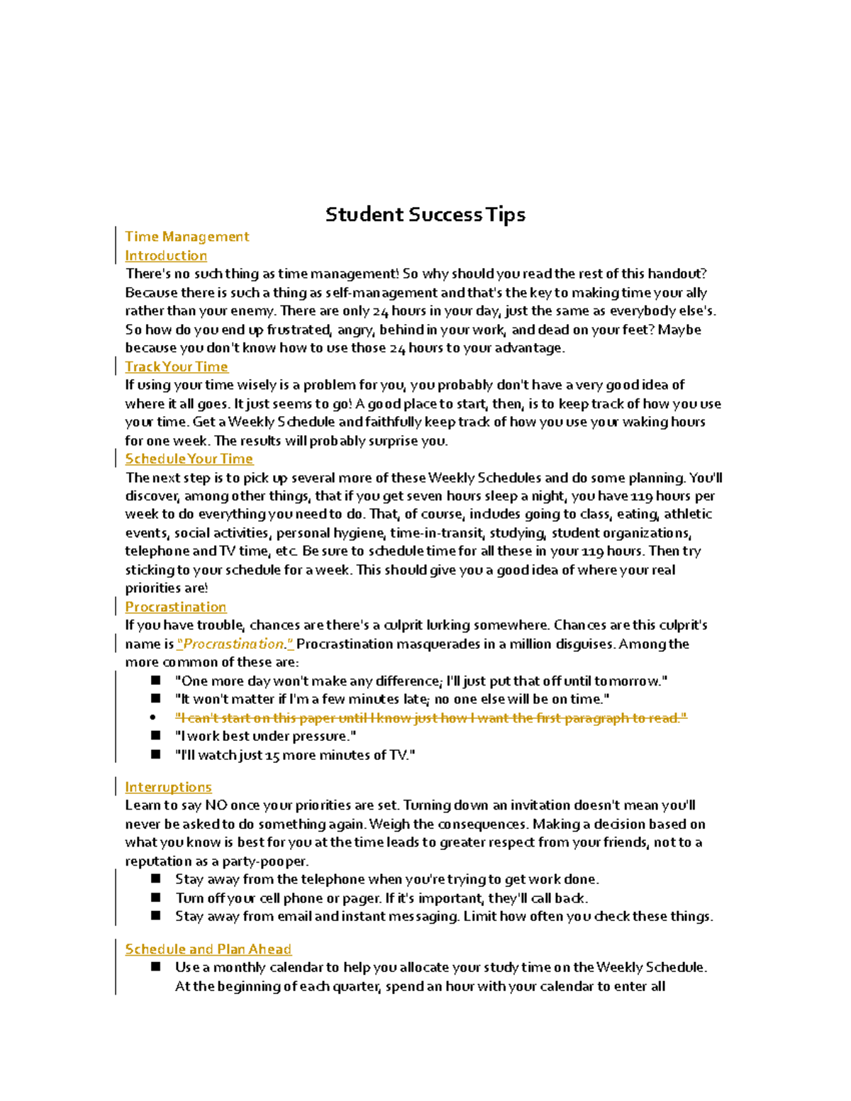 Student Success Tips: Time Mgmt, Test Anxiety & Goal Setting Guide ...