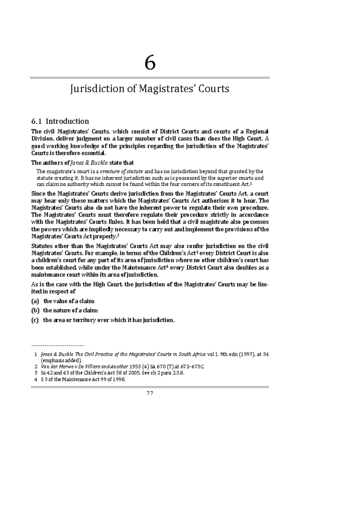 Chapter 6 Jurisdiction - 6 Jurisdiction of Magistrates’ Courts 6 ...