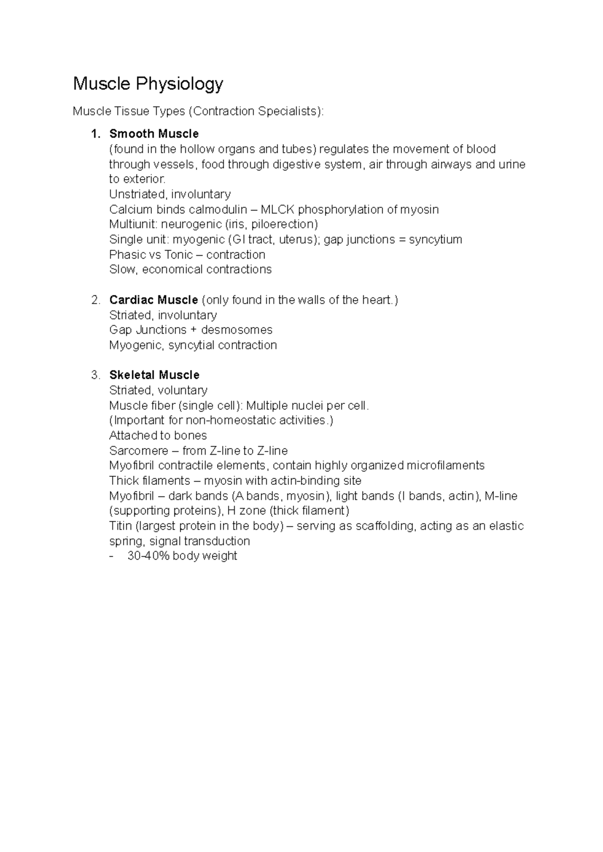 Muscle Physiology Summary: Types of Muscle Tissue and Contraction ...