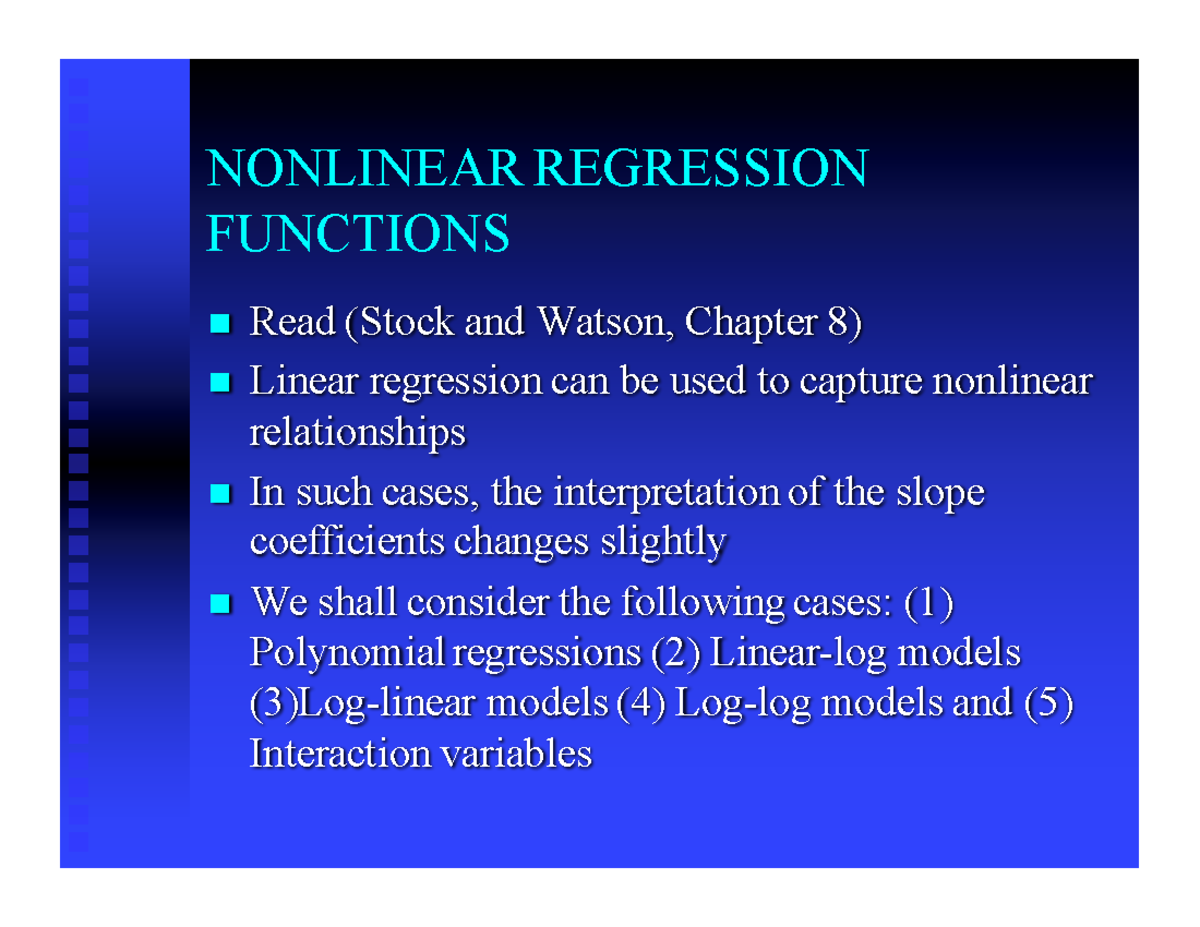 Econ 2P91 Chapter 8 Non-Linear Regression Functions Overview - Studocu