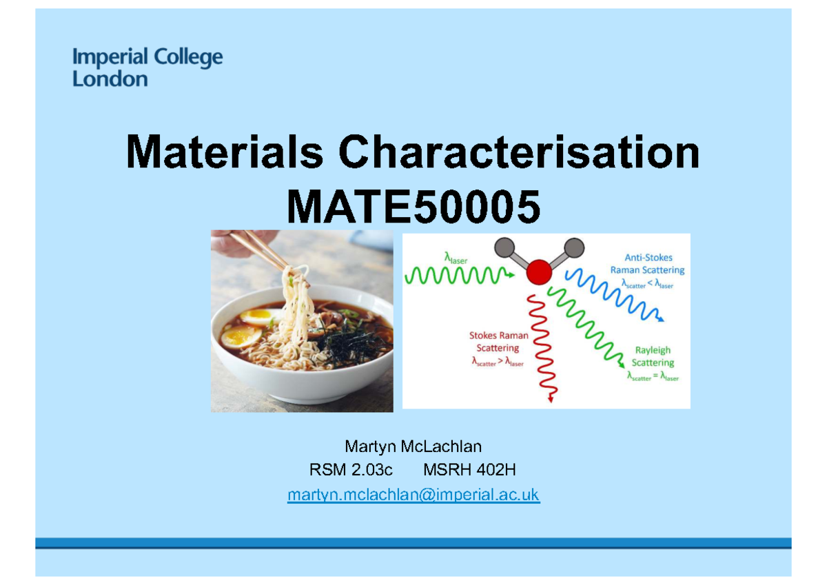 RSM 2.03c MSRH 402H Final Exam Notes on Raman Spectroscopy - Studocu