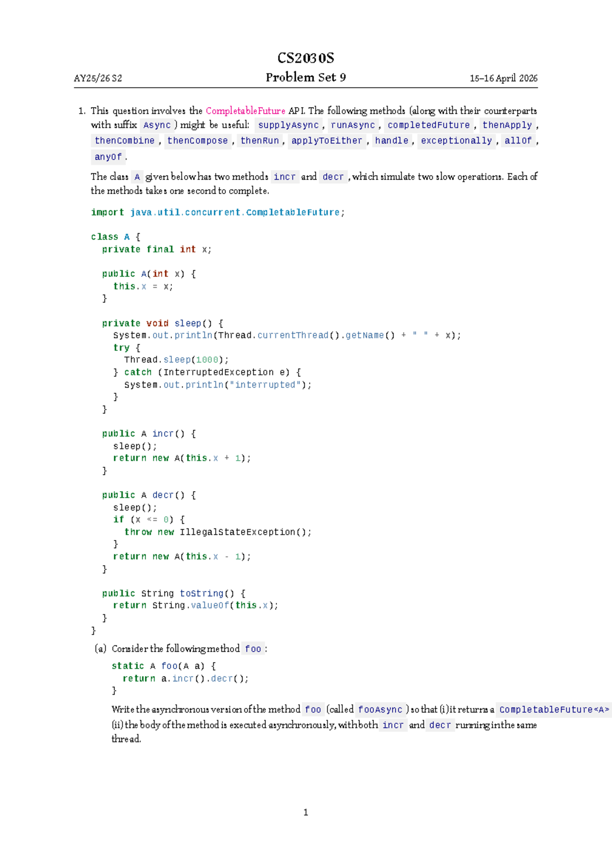 CS2030S S2 Problem Set 9 Solutions and Comments - Studocu