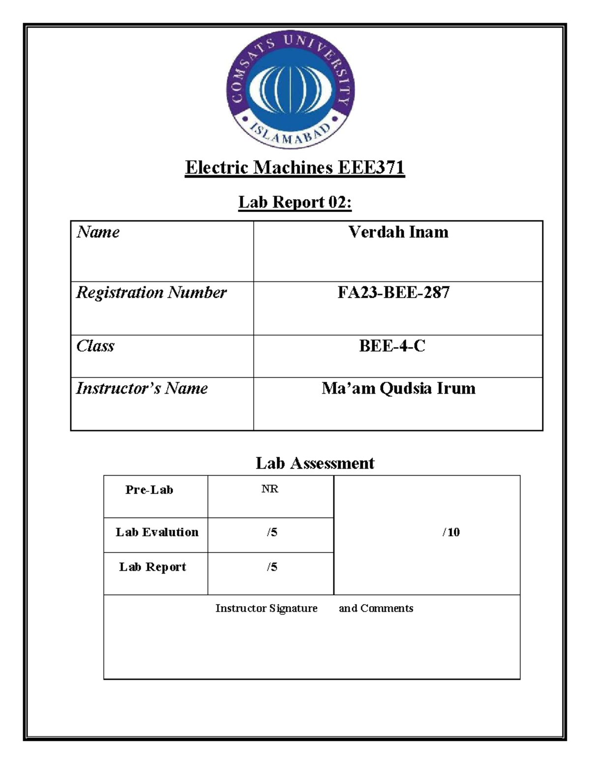 Lab Report 02: Transformer Polarity & Operation - EM Lab - Studocu