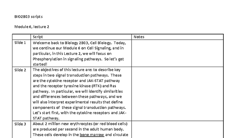 BIO2B03 Module 6: Lecture 2 - Cell Signaling & Phosphorylation - Studocu